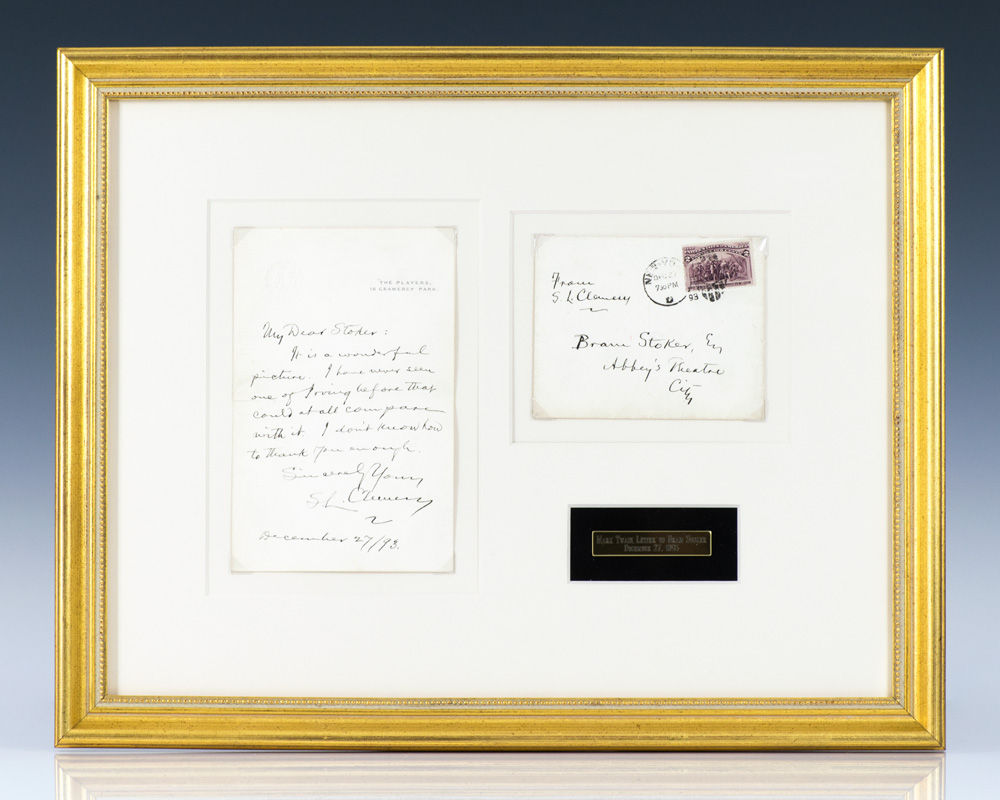 Mark Twain Autographed Letter Signed To Bram Stoker. by Mark [Bram ...
