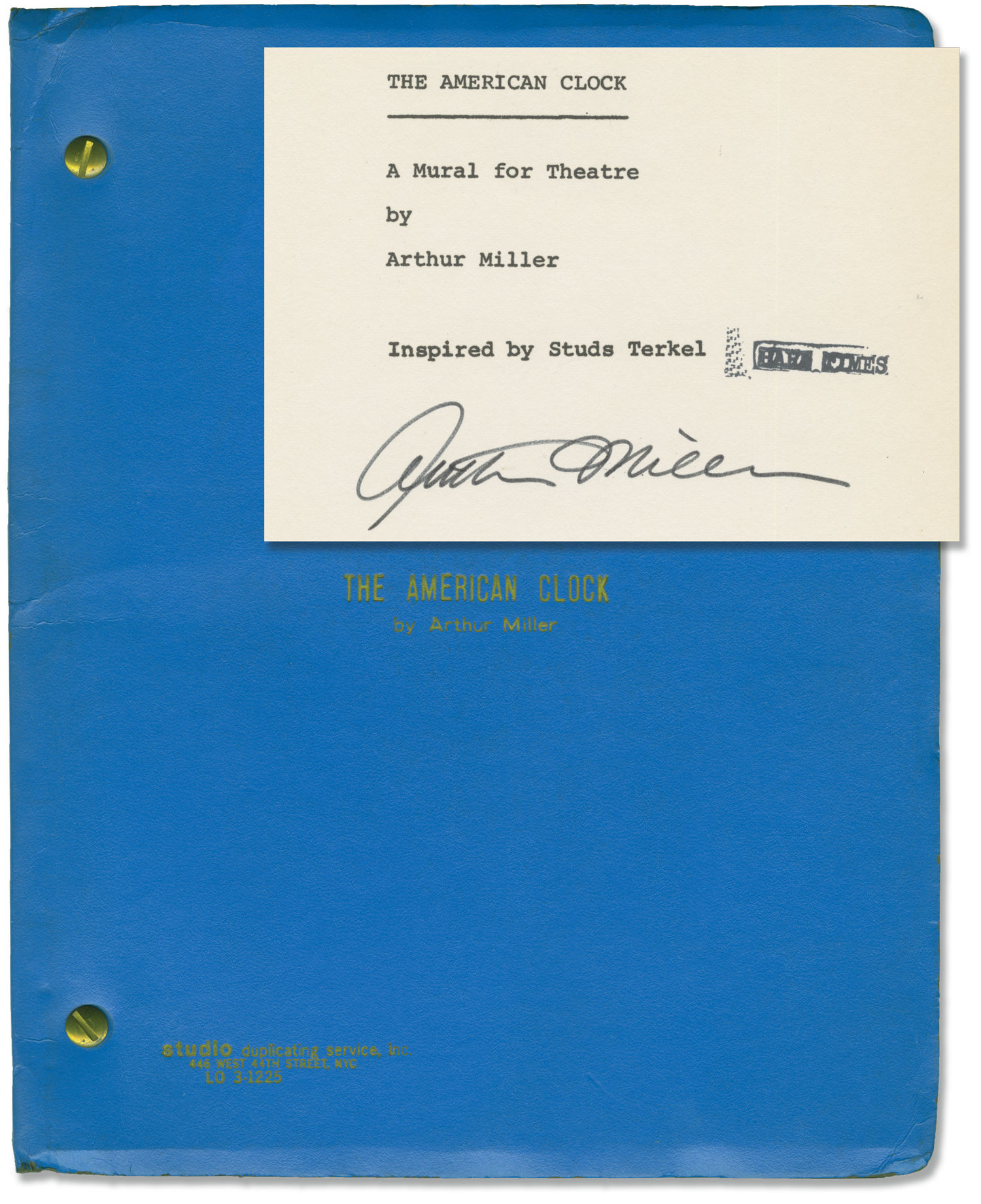 The American Clock (Original script for the 1980 Broadway play, signed ...
