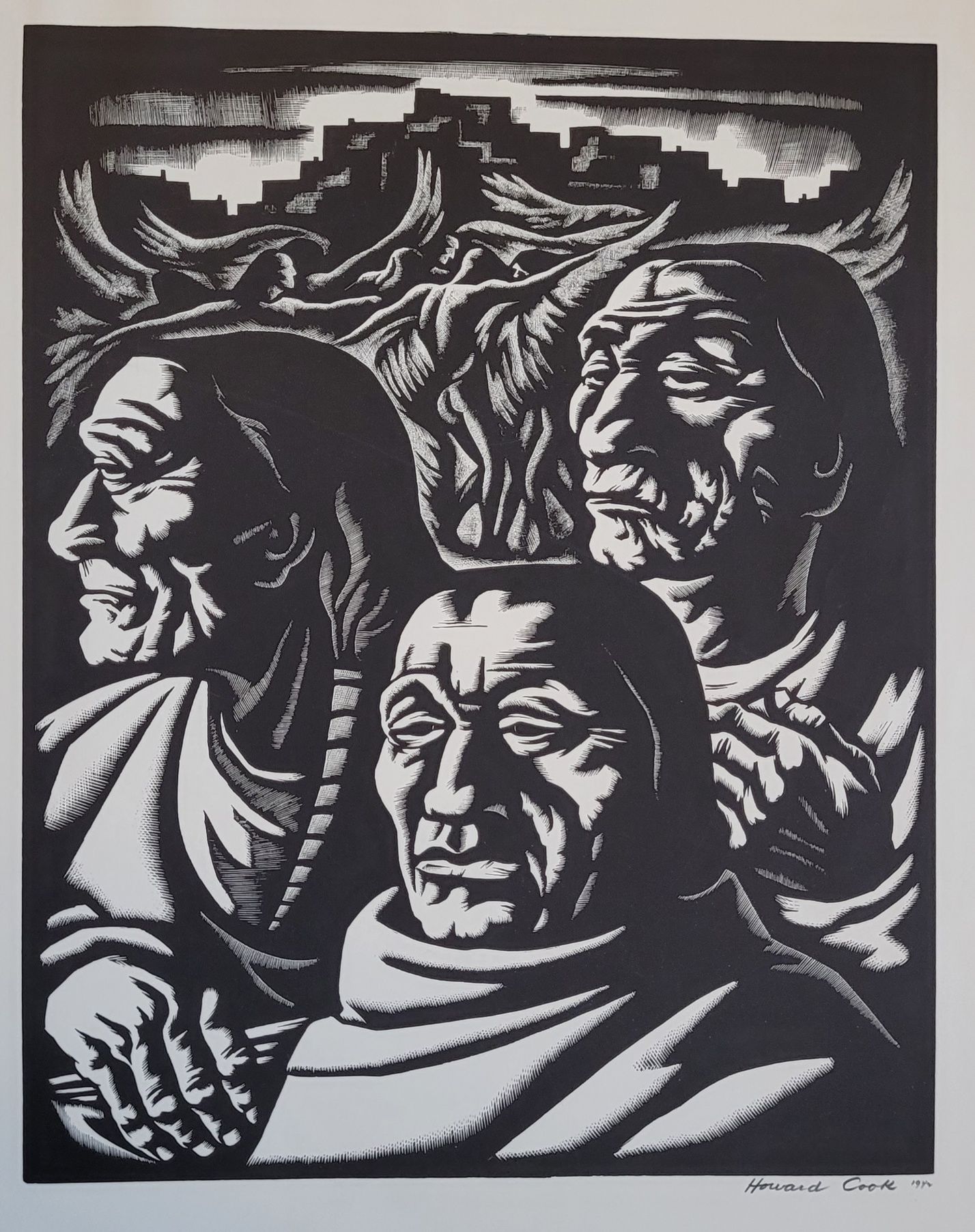 Howard Cook Eagle Dance 1942 Woodcut Society Ltd Ed wood engraving ...