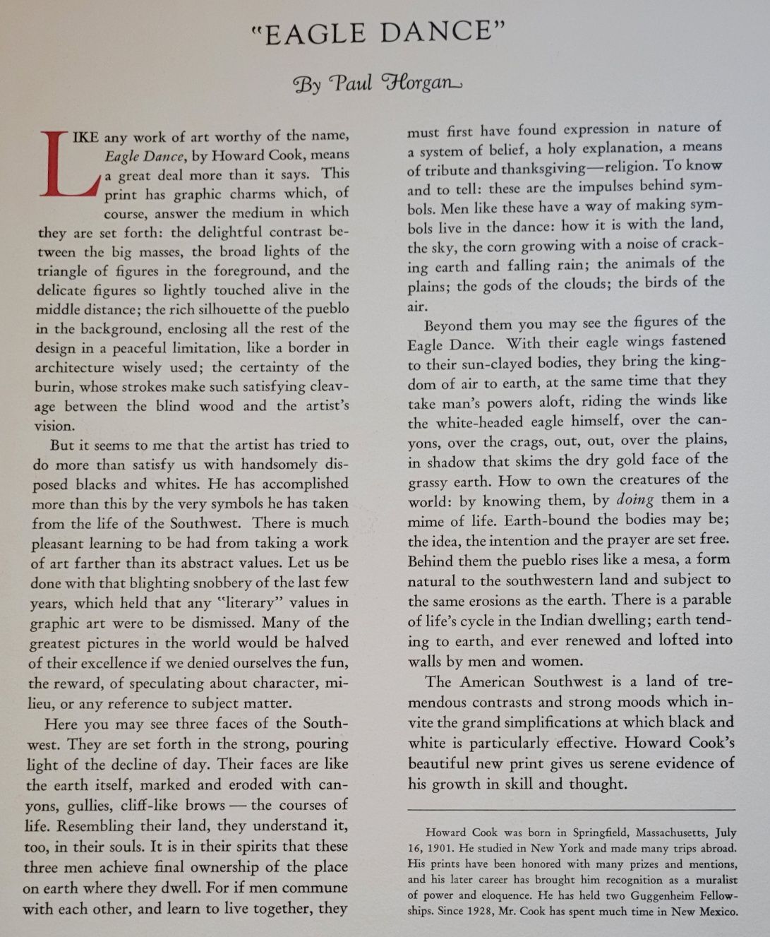 Howard Cook Eagle Dance 1942 Woodcut Society Ltd Ed wood engraving ...