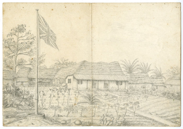 [THREE ORIGINAL PENCIL SKETCHES OF 19th- CENTURY BRITISH COLONIAL ...