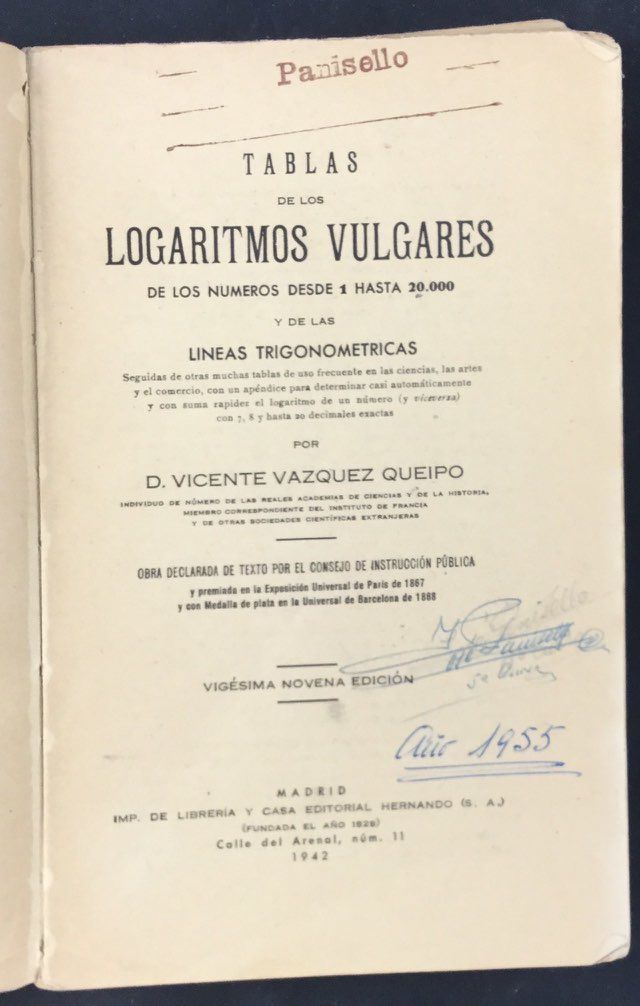 Tabla de los logaritmos vulgares de los números desde 1 hasta 20000, y de las lineas ...