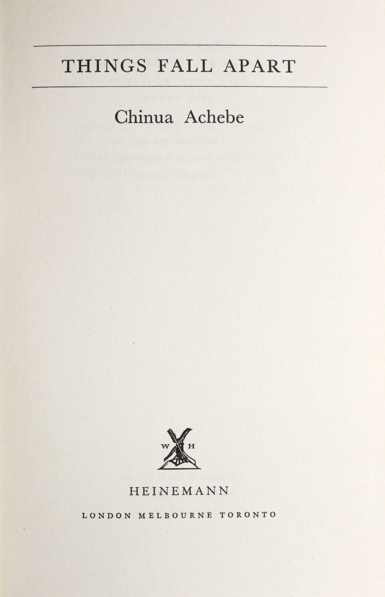 Things Fall Apart by Achebe, Chinua | 185 pp. 8vo | 1958 | William ...