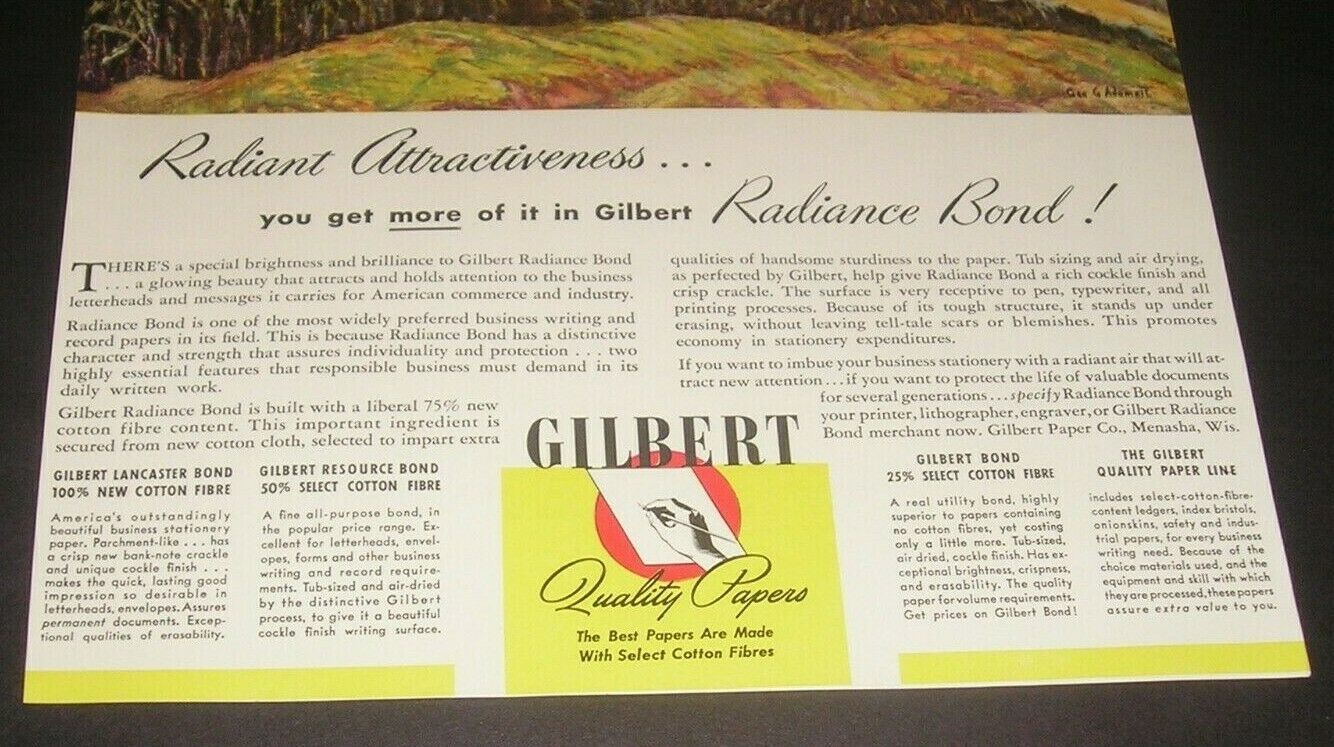 1944 Gilbert Paper Company Magazine Advertisement / Ad, George Adomeit ...