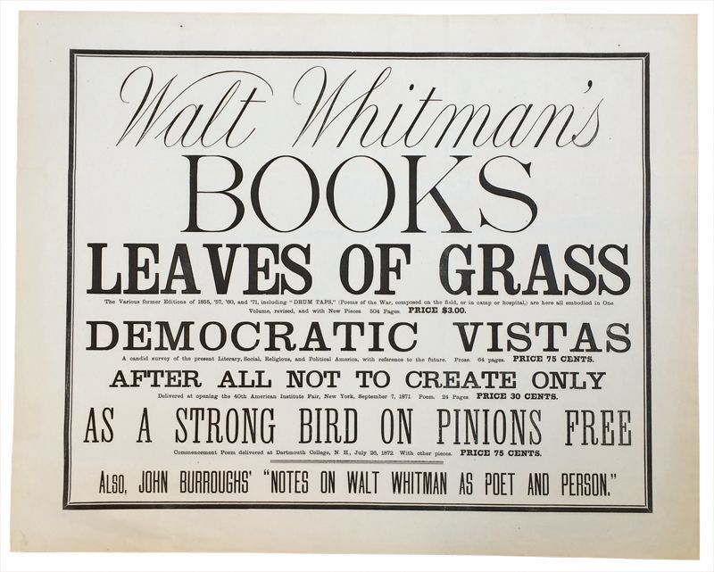 Walt Whitman's Books (promotional poster) by Whitman, Walt | 1872 | Biblio