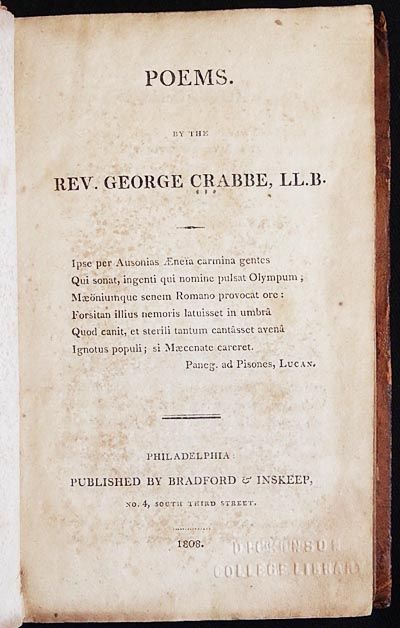 Poems [provenance: Robert Ralston, Jr.] by Crabbe, George | Hardcover ...