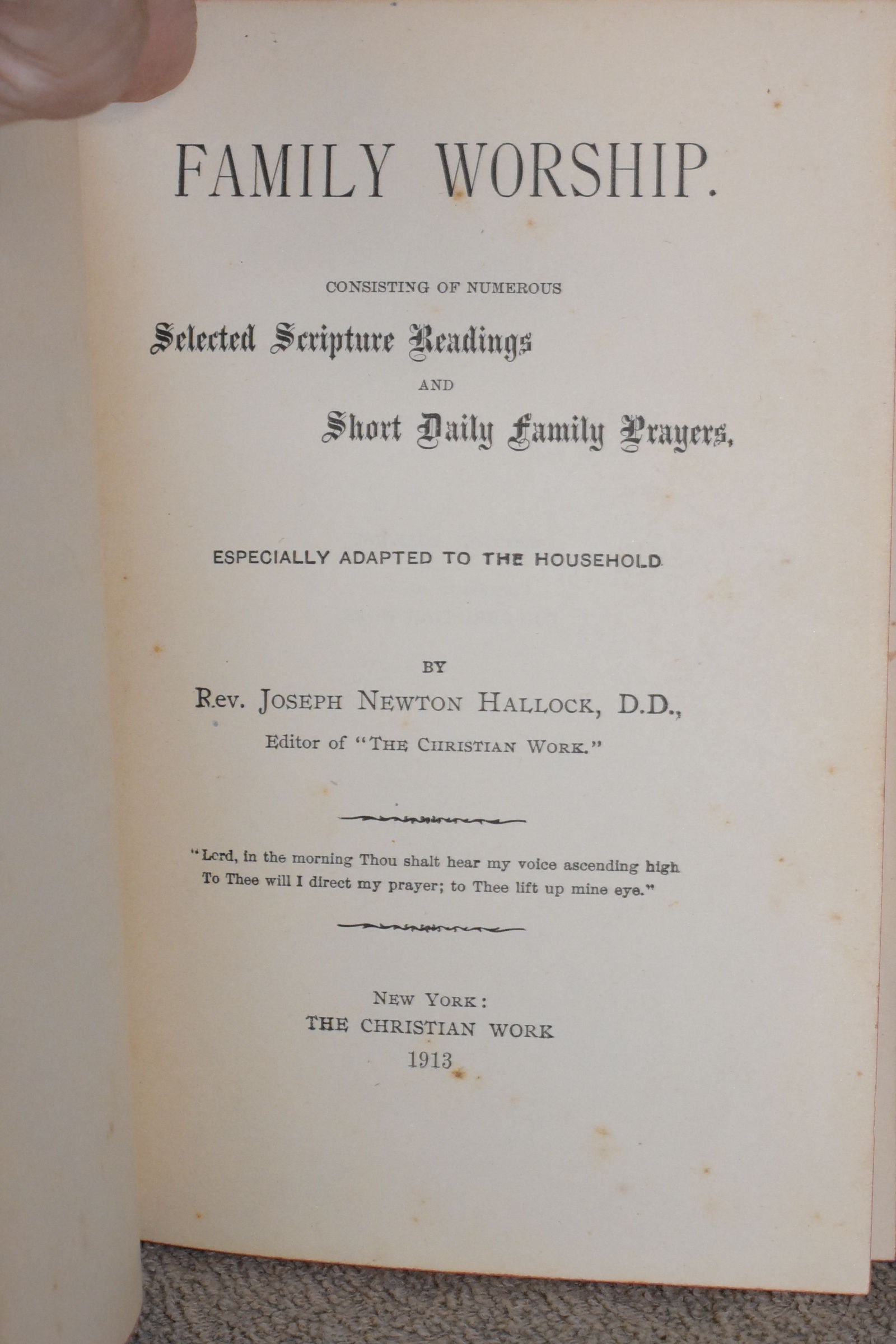 Family Worship by Rev. Joseph Newton Hallock, D.D | Hardcover | 1913 ...