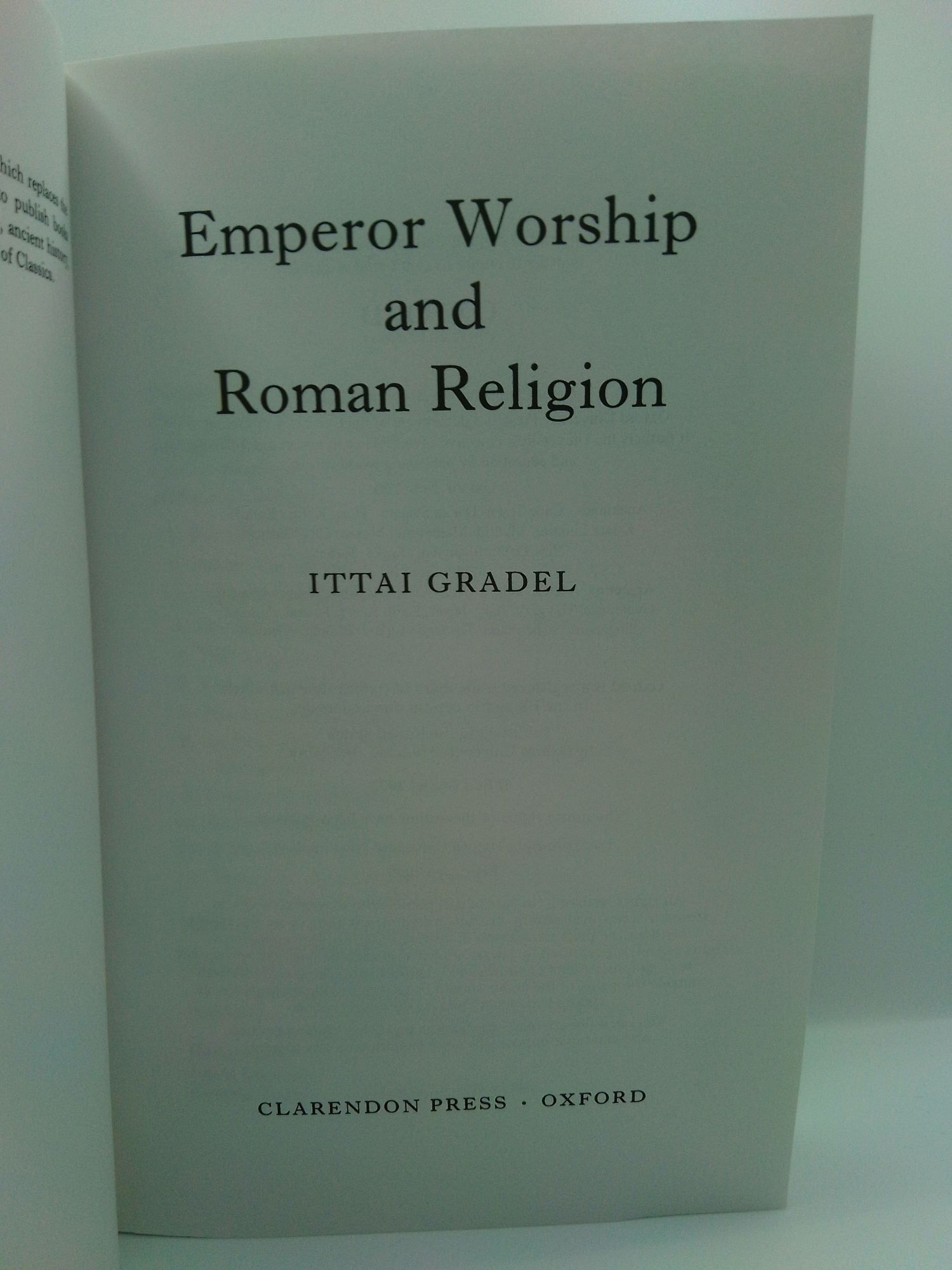 EMPEROR WORSHIP AND ROMAN RELIGION by Gradel, Ittai | Search for Rare ...