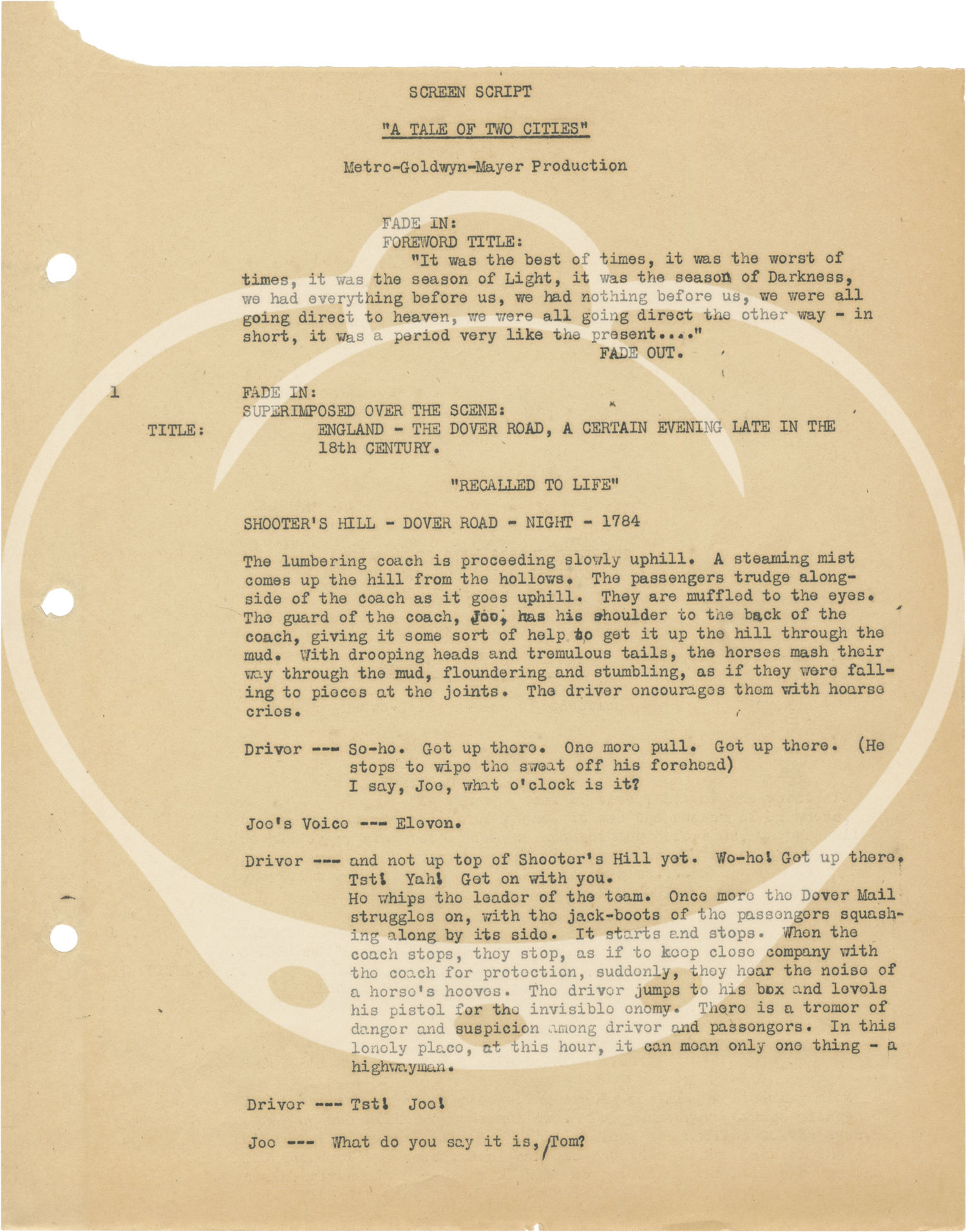 A Tale of Two Cities (Original screenplay for the 1935 film) by Jack ...