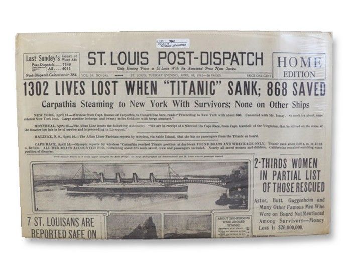 St. Louis Post-Dispatch Vol. 64, No. 240, April 16, 1912 (Reissue) by ...