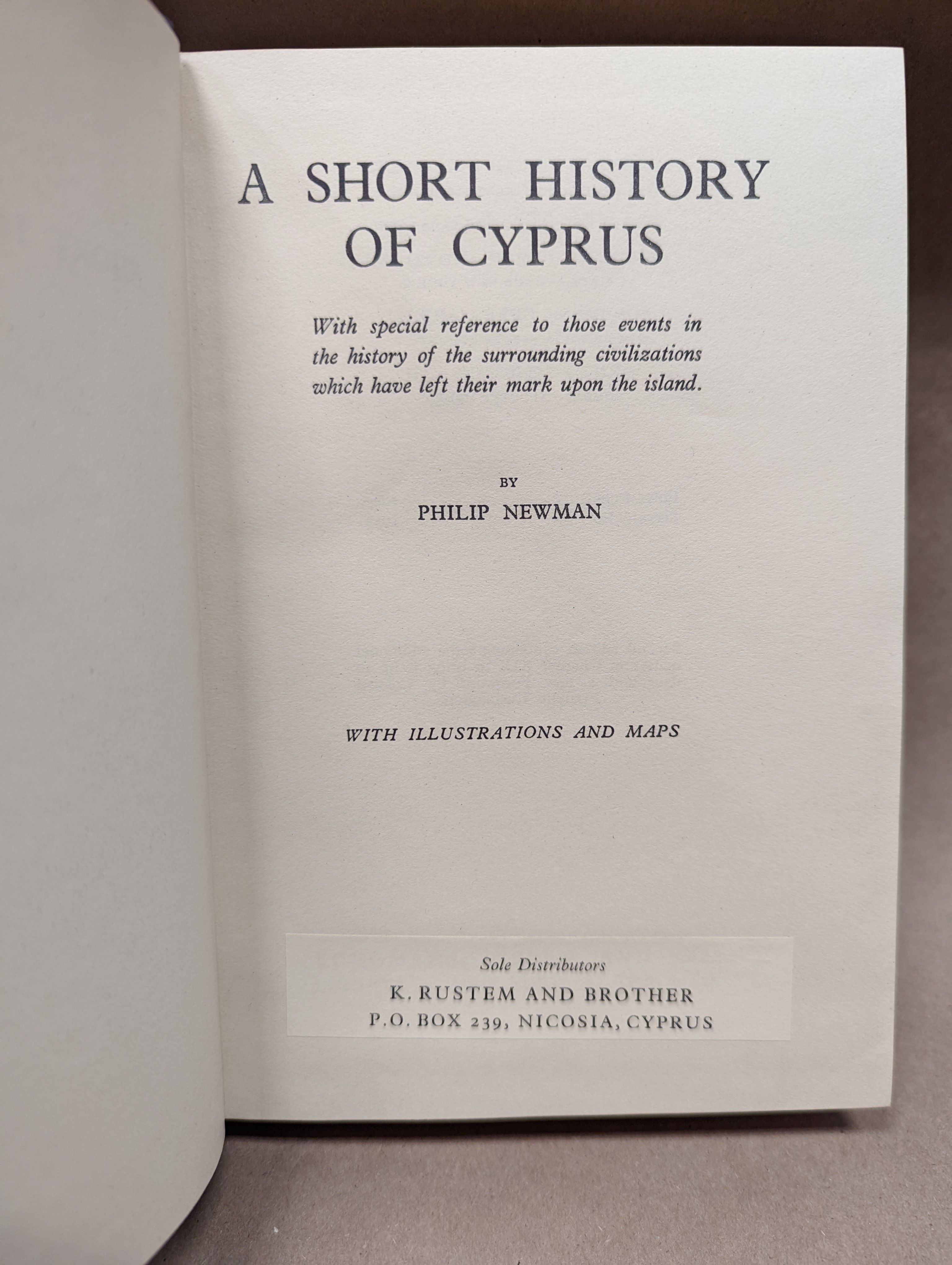 A Short History of Cyprus by Philip Newman | Hardcover | 1953 ...