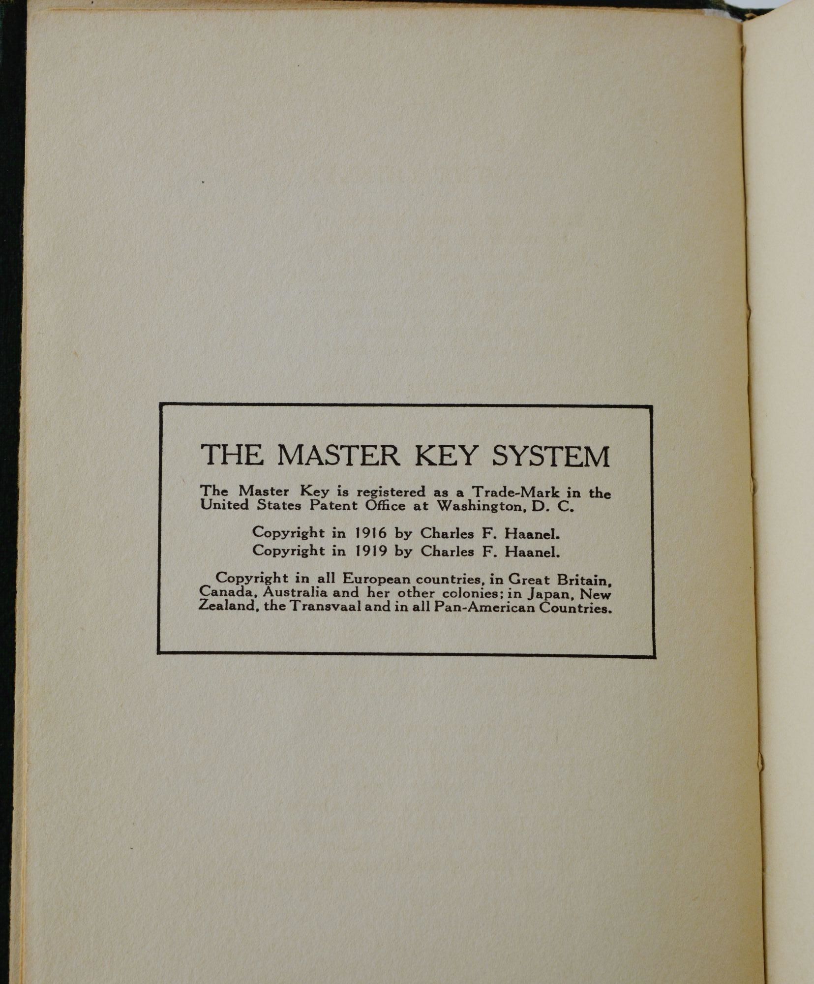 The Master Key System by Haanel, Charles F | 1919 | The Master Key ...