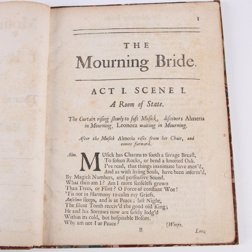 The Mourning Bride, a Tragedy. as it is acted at the theatre in Lincoln ...