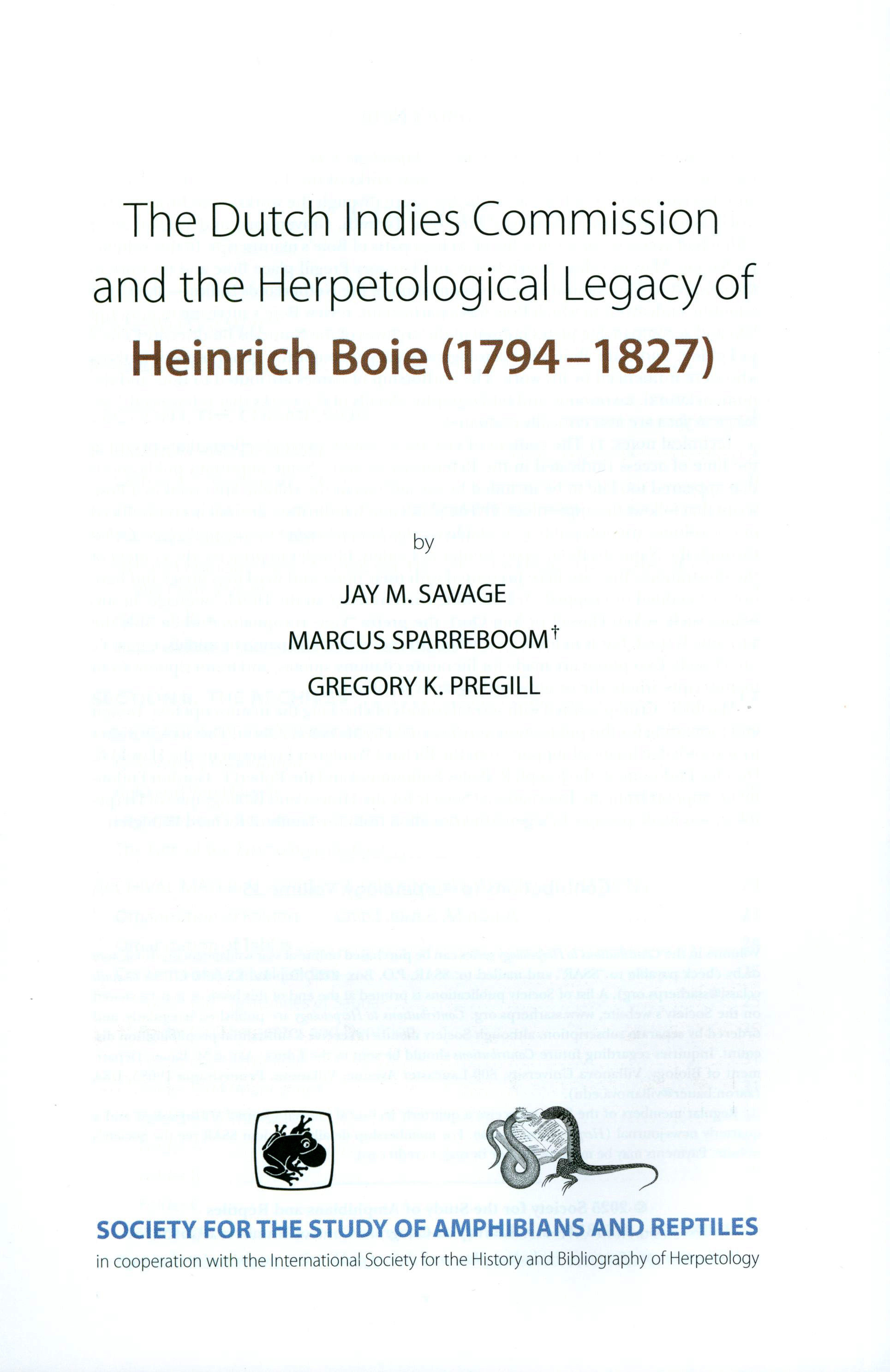 The Dutch Indies Commission and the Herpetological Legacy of Heinrich ...