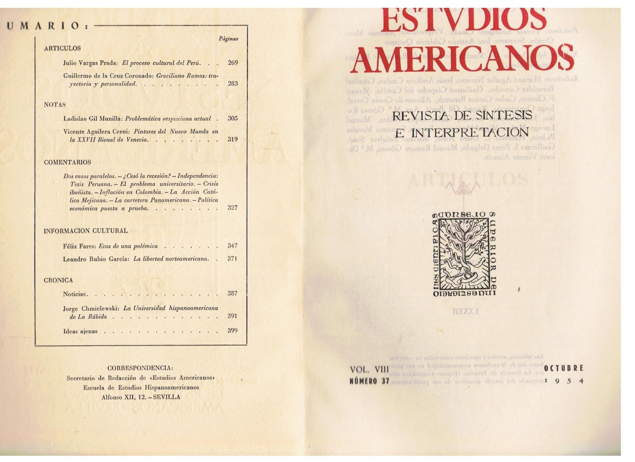 BIBLIO | ESTUDIOS AMERICANOS. Revista de Síntesis e Interpretación. Vol ...