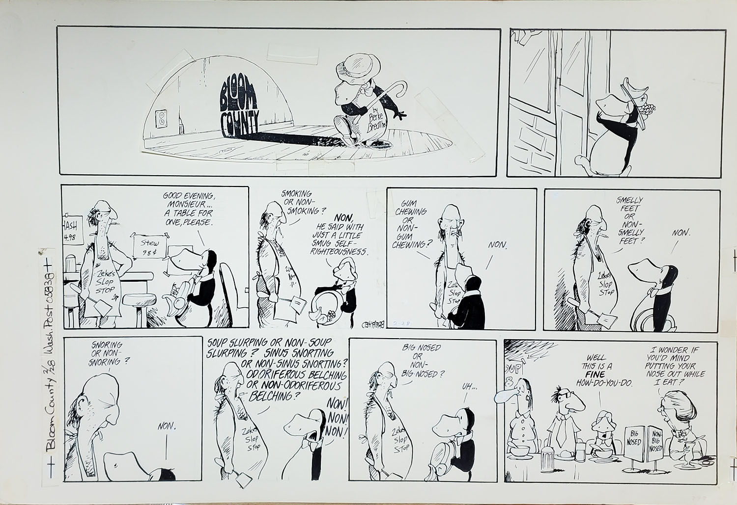 Bloom County Original Sunday Strip Comic Art February 28, 1988 by ...