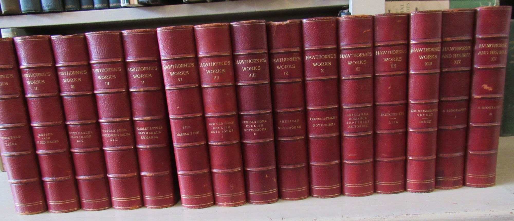 Works in 15 Volumes by Hawthorne, Nathaniel | Bound in 3/4 red leather ...