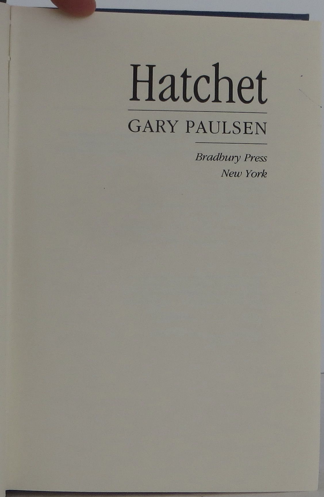 Hatchet by Paulsen, Gary | Hardcover | 1987 | Bradbury Press | BIBLIO