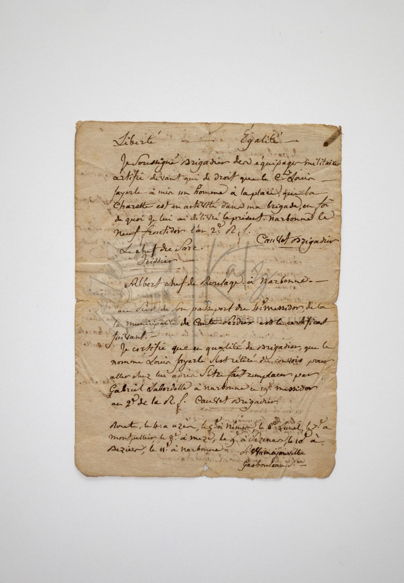 1794 French Revolutionary Army Requisition Document | Biblio