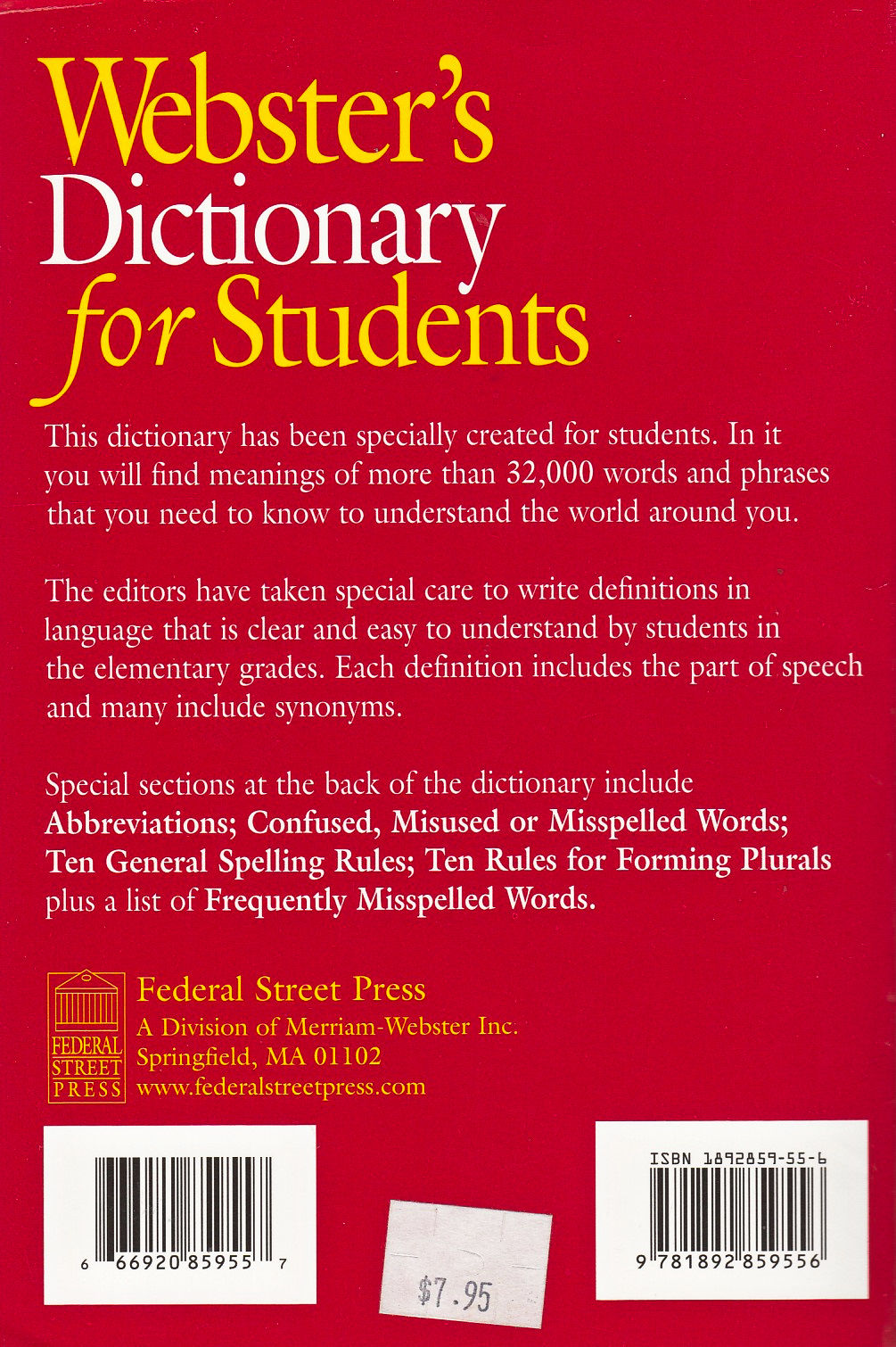 Webster's Dictionary for Students by Merriam-Webster | Paperback | 7 ...