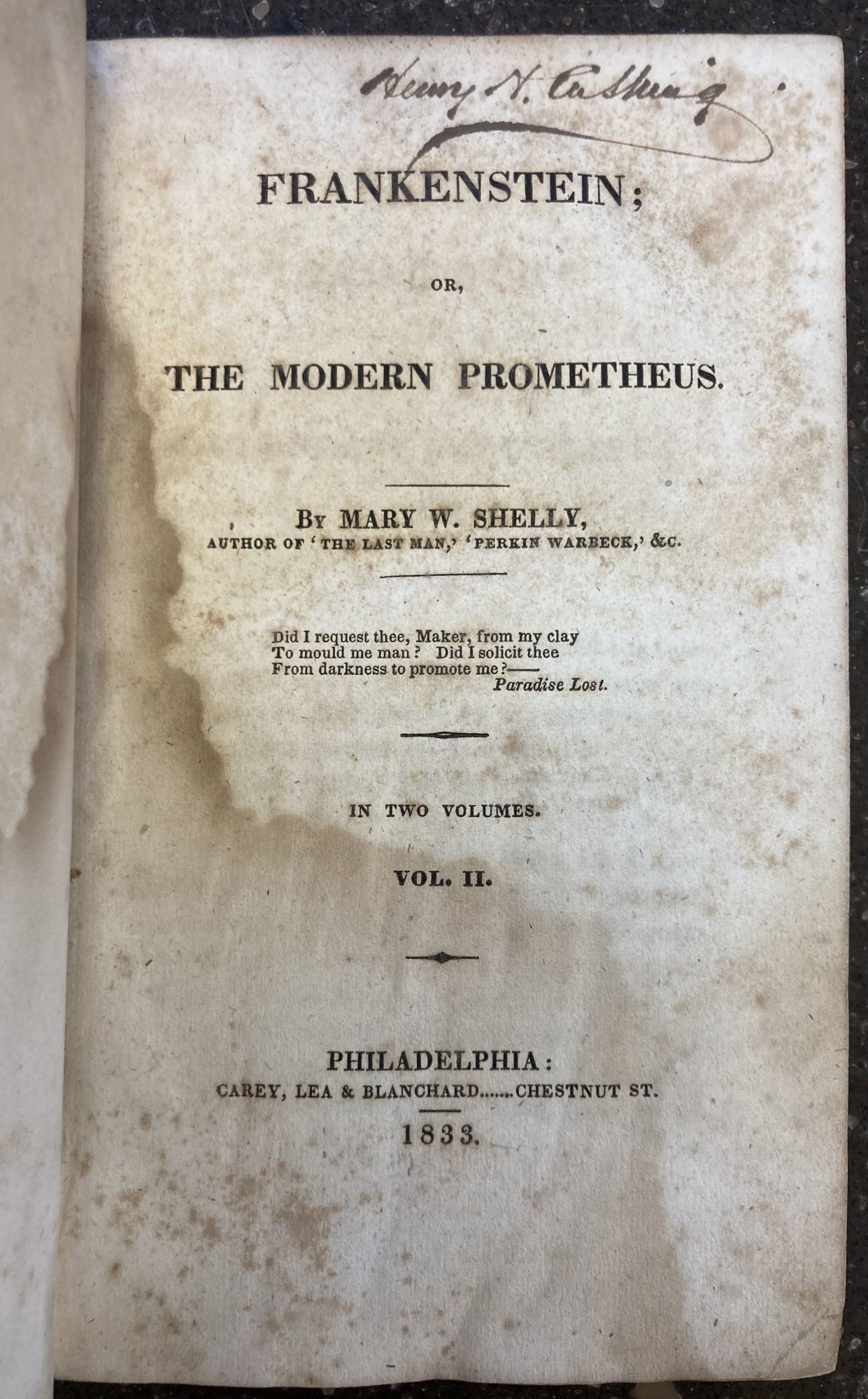 Frankenstein Or The Modern Prometheus