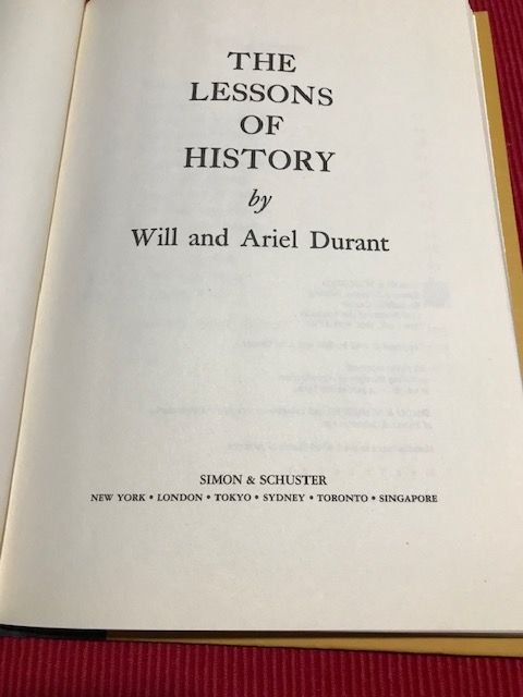 The Lessons of History by Will & Ariel Durant | Excellent | 1968 ...
