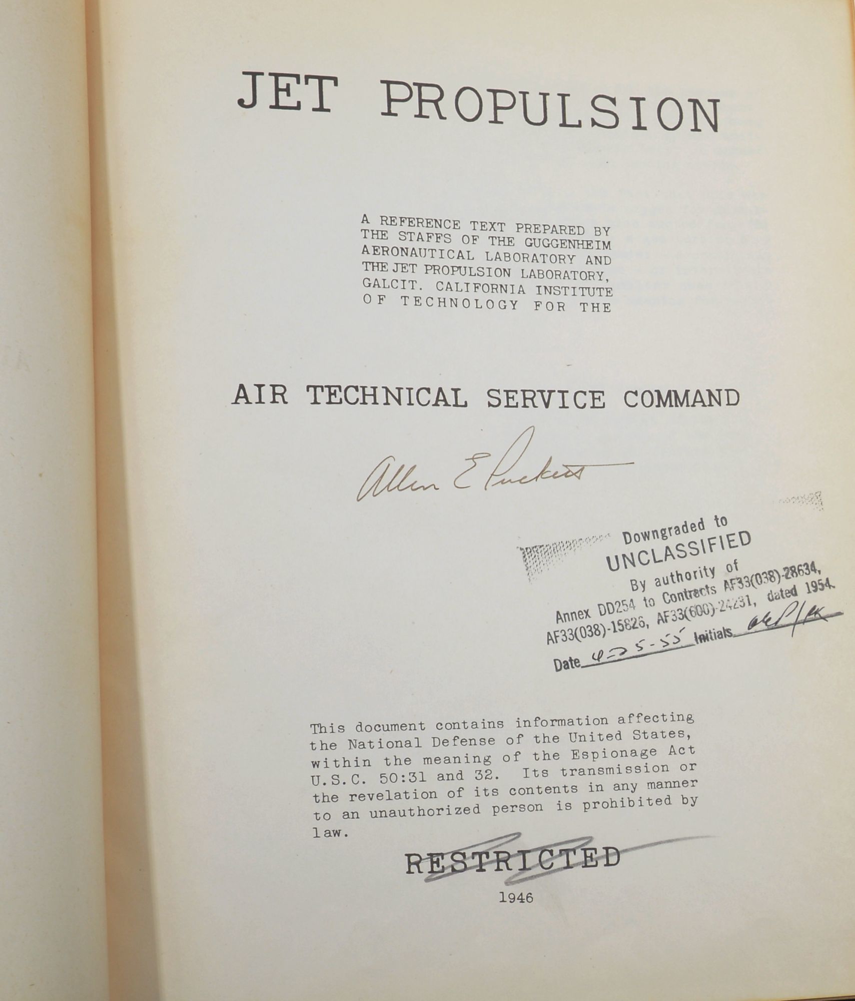 Jet Propulsion: A Reference Text Prepared By The Staffs Of The ...