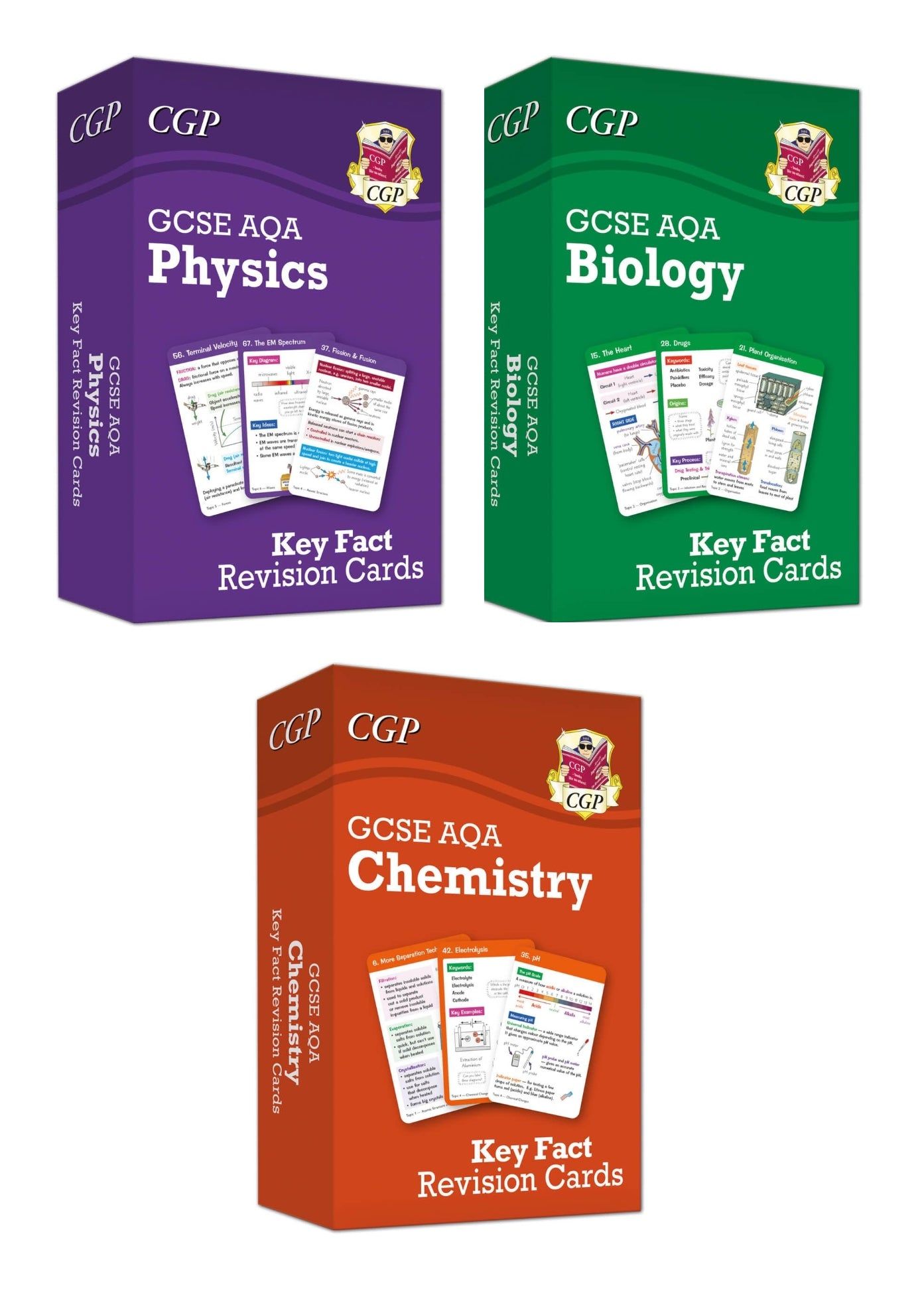 GCSE Biology AQA Key Fact Revision Cards Set of 3 (Biology, Chemistry, Physics) by CGP | Cards ...