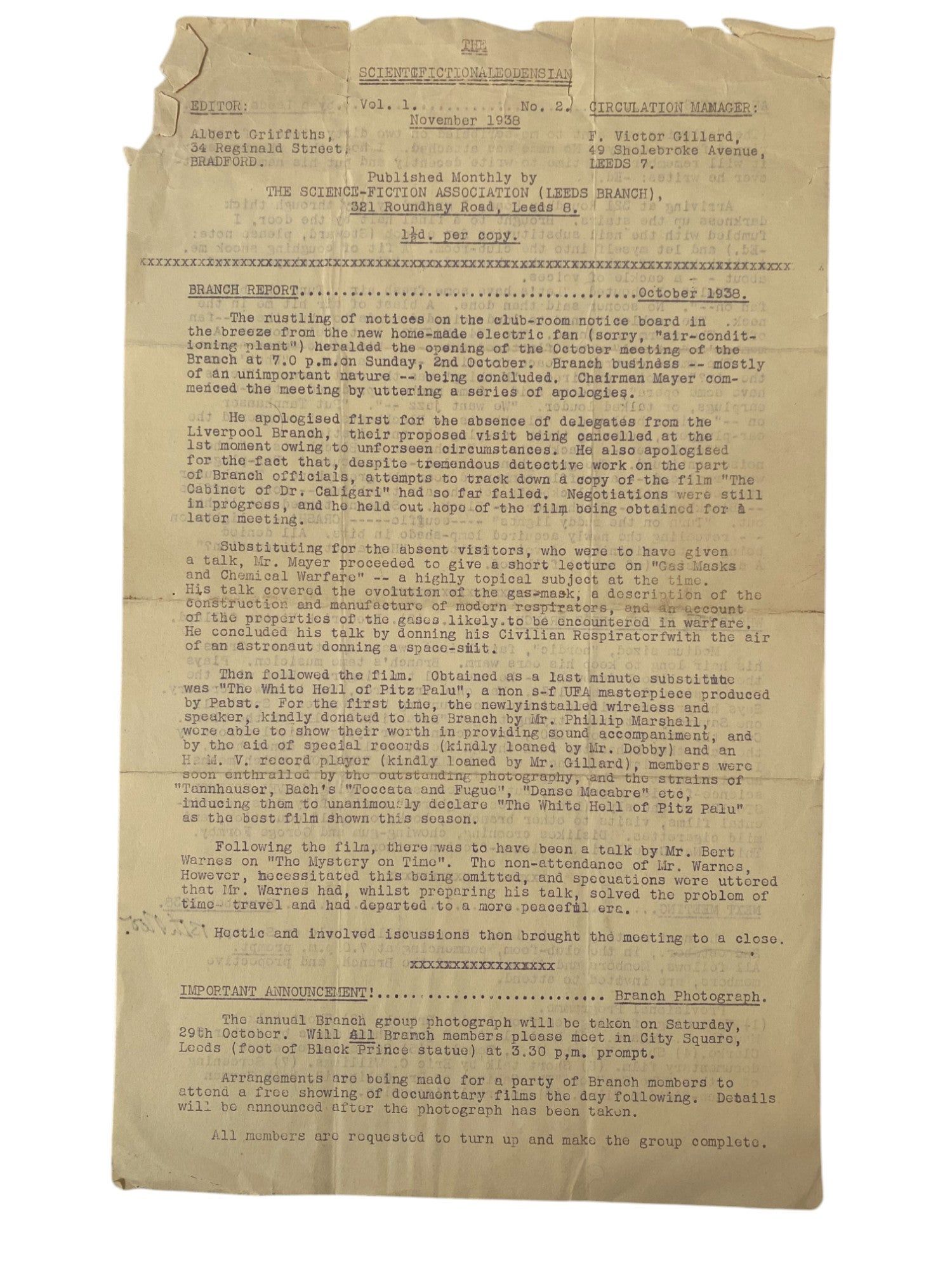 Early Sci-Fi Zine "The Scientifictionaleodensian" 1938 by Sci-Fi Zine ...