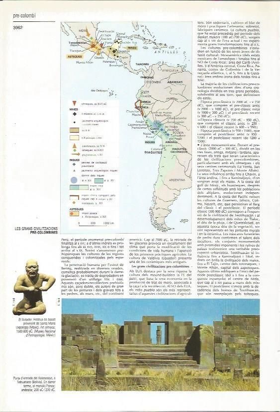 LAMINA 24513: Mapa de las culturas precolombinas by VVAA | 1993 | Planeta-Edicions 62 | Biblio