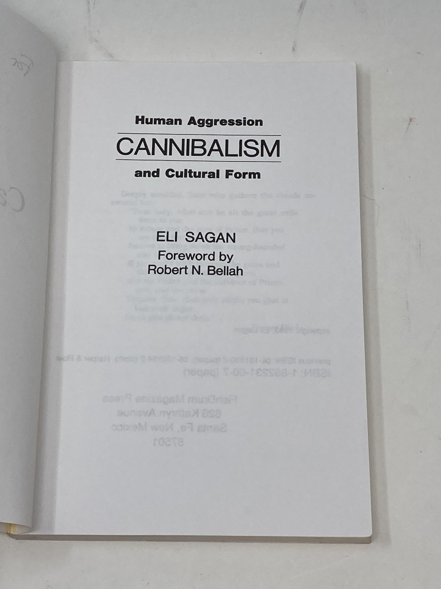 BIBLIO | CANNIBALISM: HUMAN AGGRESSION AND CULTURAL FORM (SIGNED) by ...