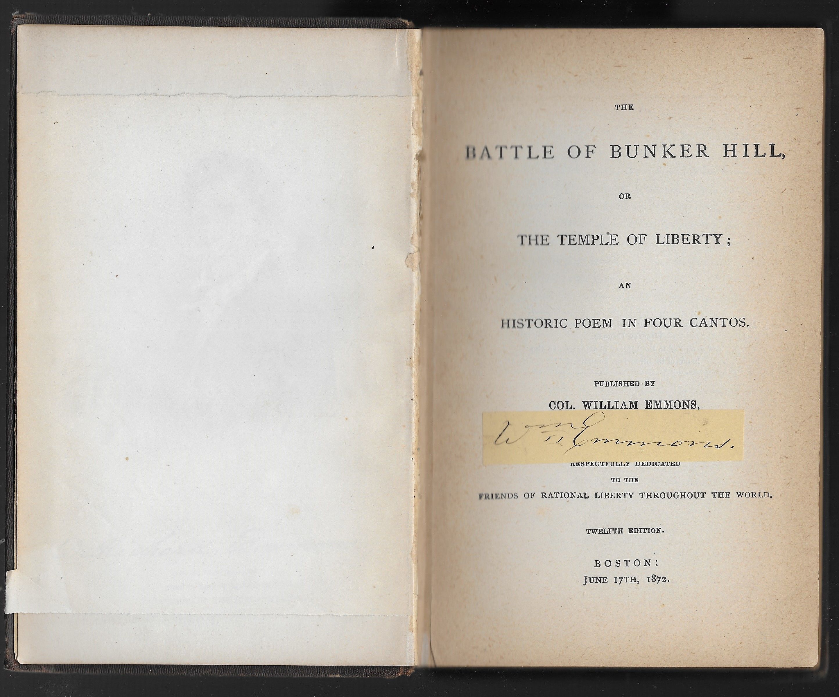 BIBLIO | The Battle Of Bunker Hill Or The Temple Of Liberty: An ...