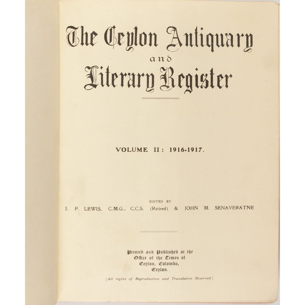 The Ceylon Antiquary and Literary Register. Volume II, Parts 2 & 4; III ...