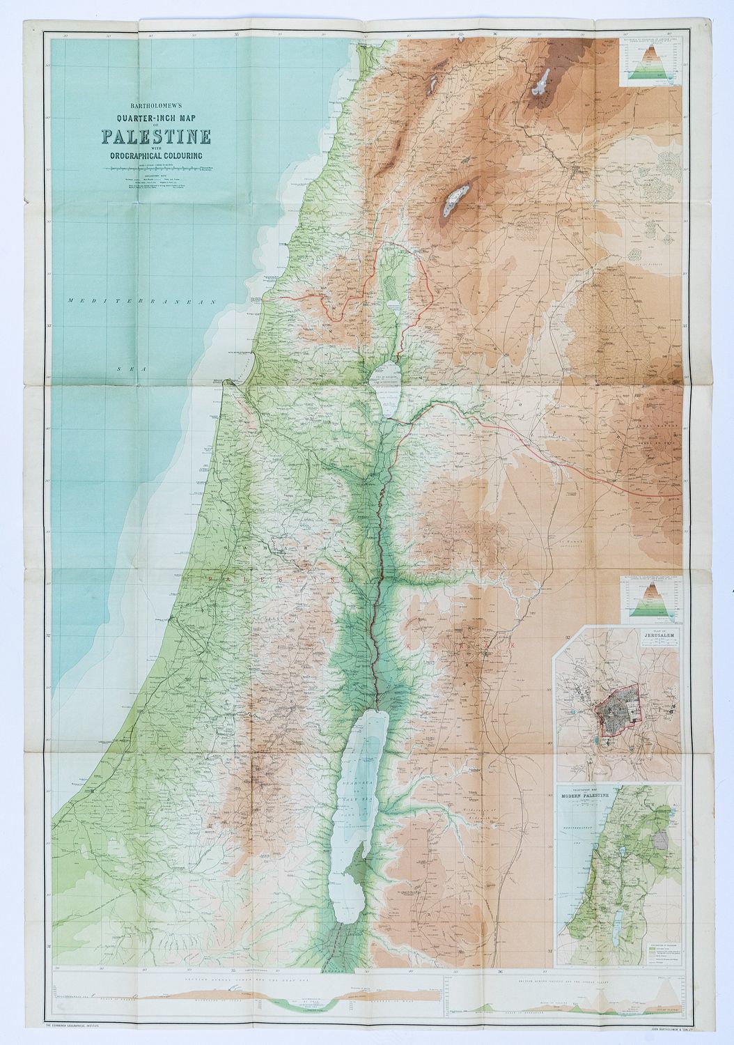 Quarter-Inch Map of Palestine with Orographical Colouring. by ...