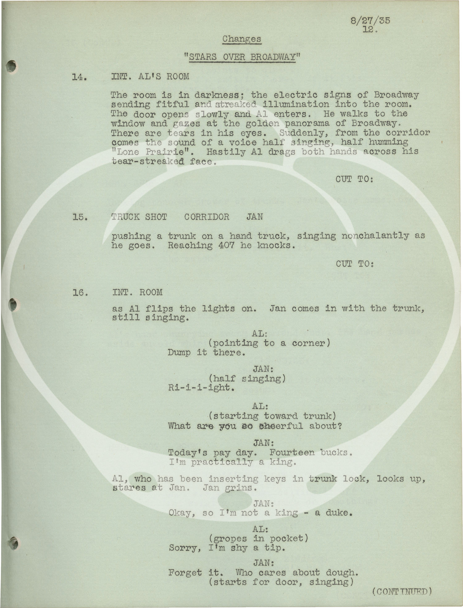 Stars Over Broadway (Original screenplay for the 1935 film ...