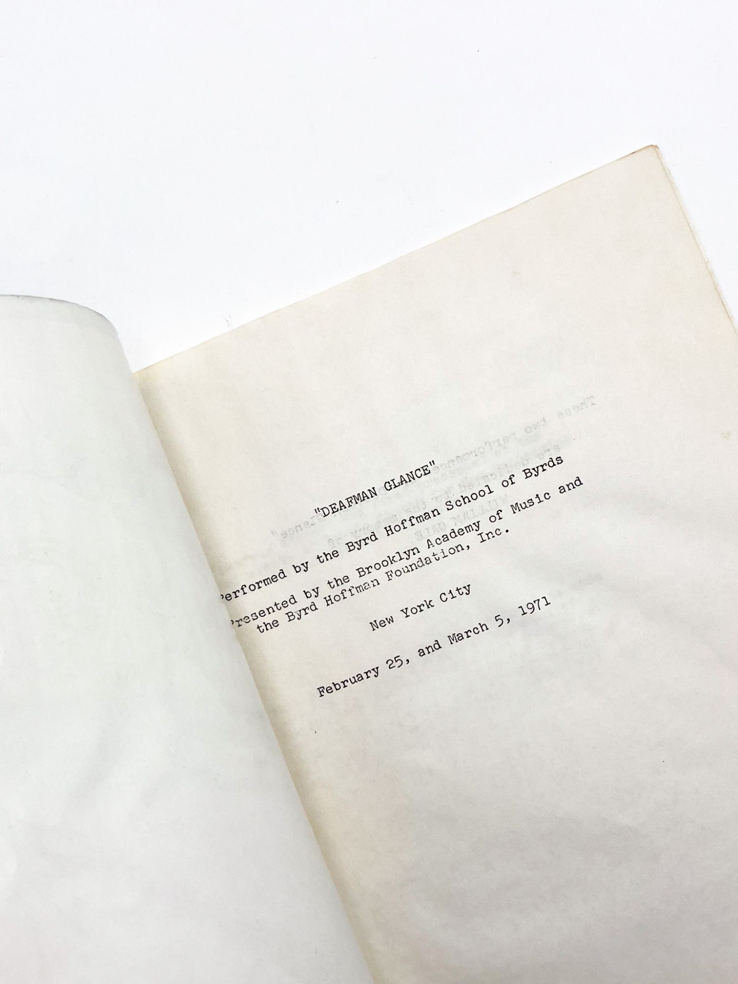 DEAFMAN GLANCE by Wilson, Robert | Search for Rare Books | ABAA