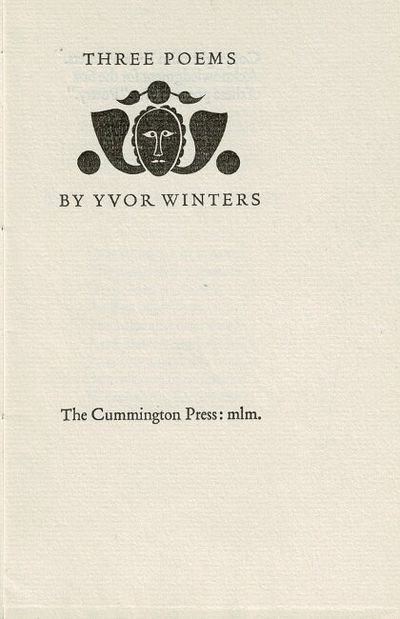 Three poems by Winters, Yvor | Search for Rare Books | ABAA