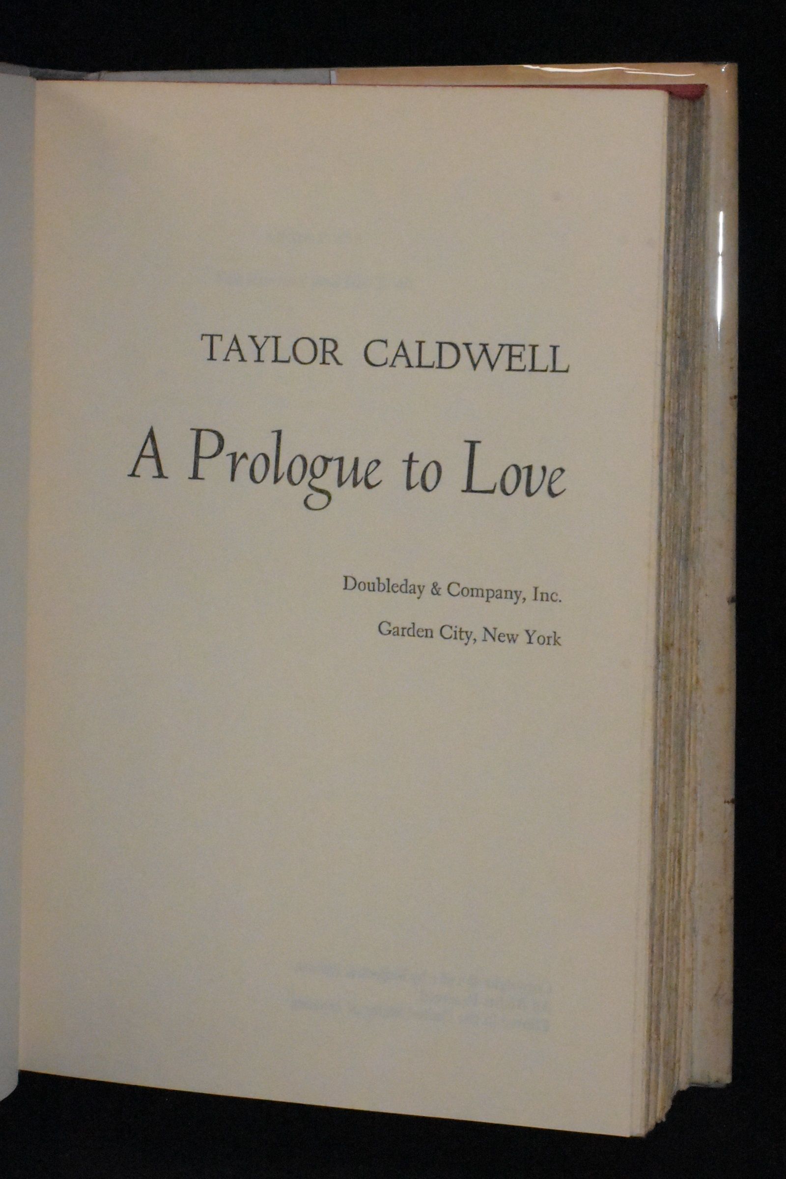 A Prologue to Love by Taylor Caldwell | Hardcover | 1961 | Doubleday ...