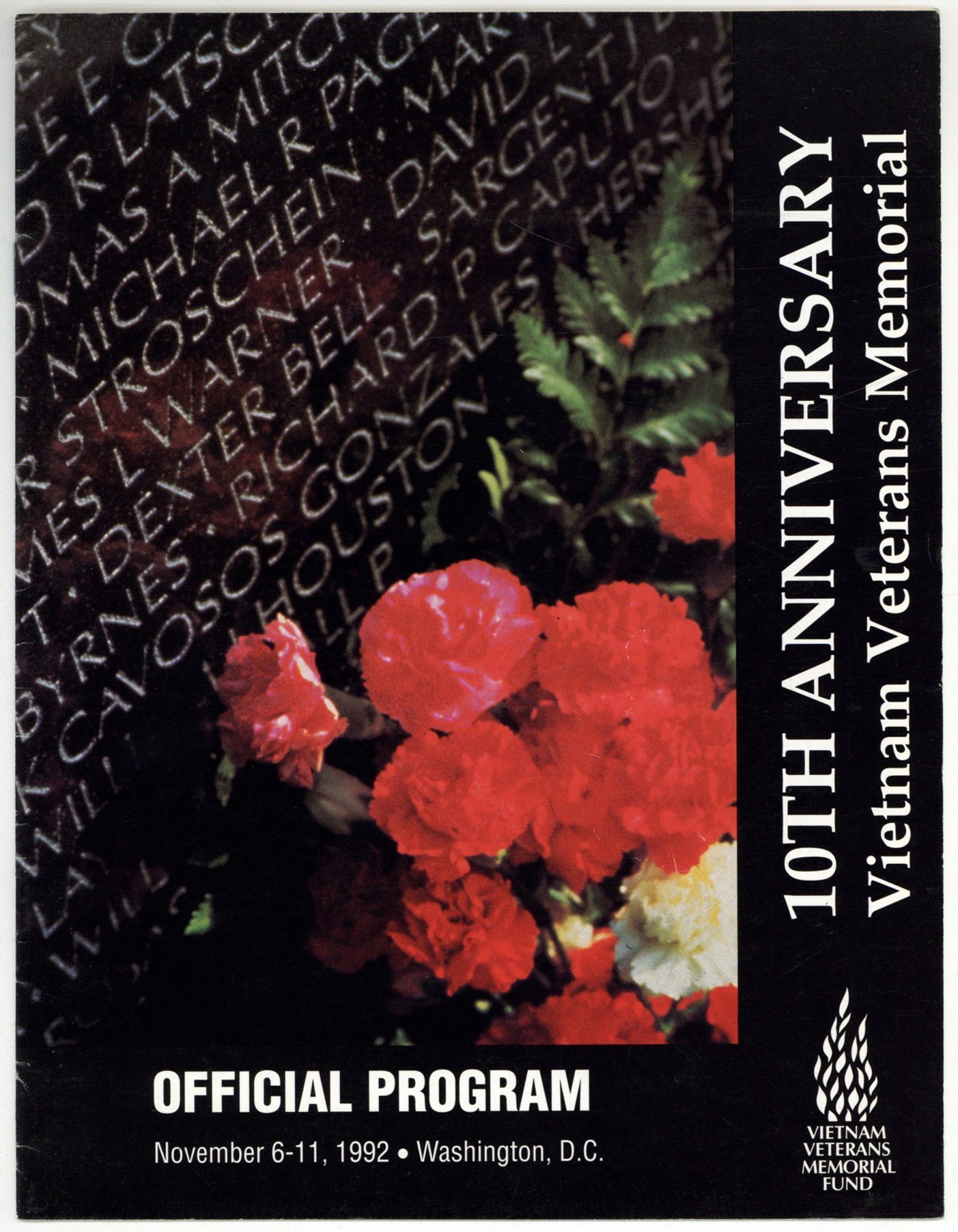 [Program]: 10th Anniversary Vietnam Veterans Memorial November 6-11 ...