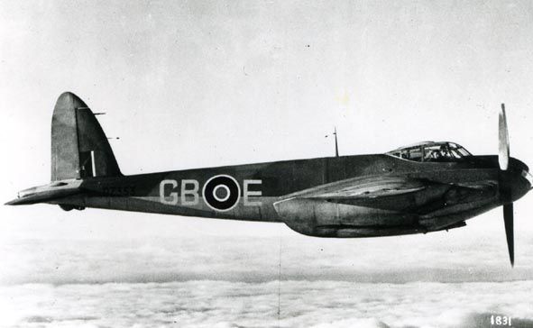 Mosquito IV, DZ353/GB-E, 105 Sqn, air to air. by DE HAVILAND