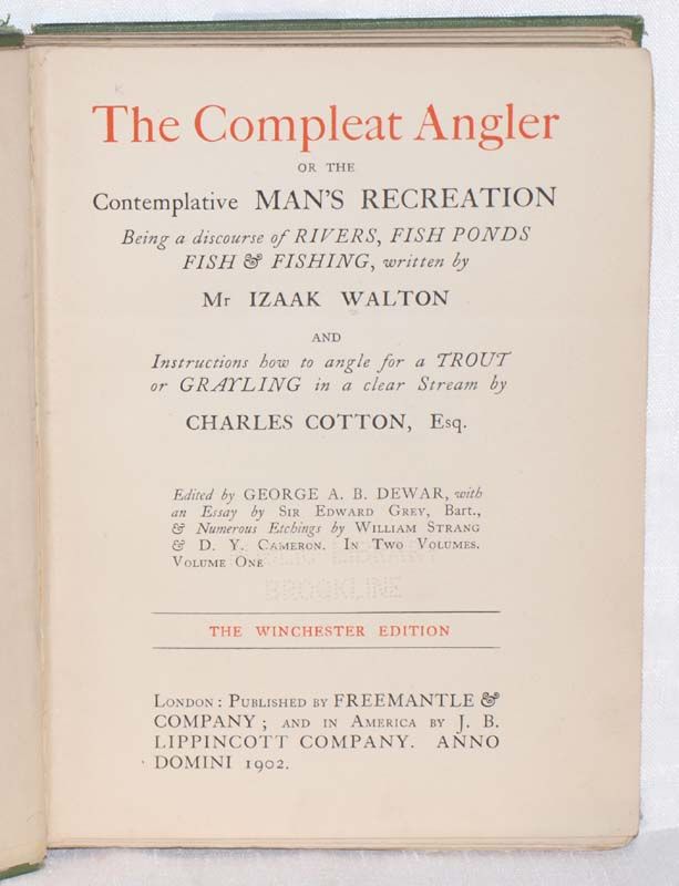 The Compleat Angler (Complete in Two Volumes) by Walton, Izaak; Charles ...