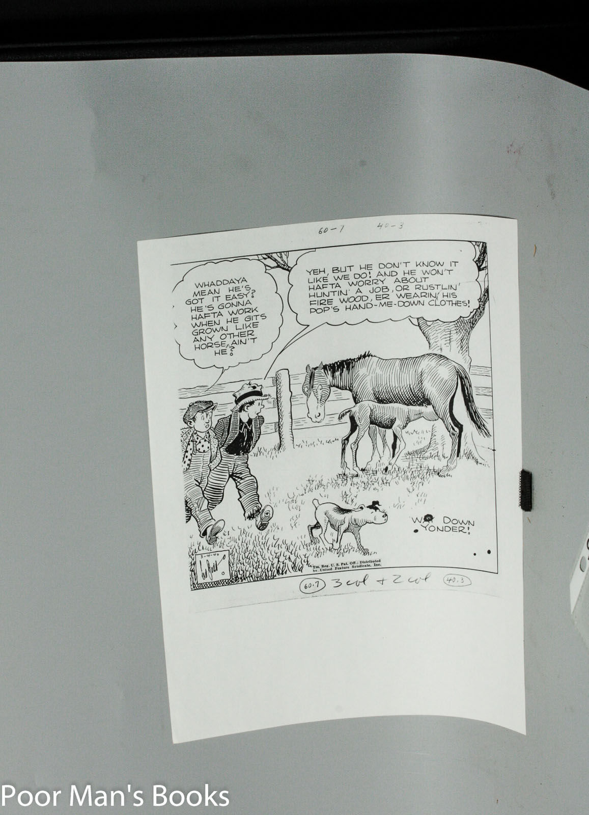 VINTAGE ORIGINAL SIGNED ED DODD CARTOON PANEL NEWSPAPER SERIES "BACK ...