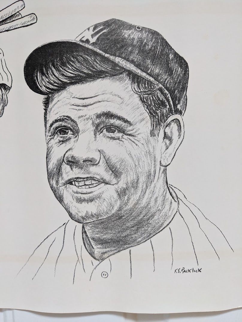 3 drawings of BABE RUTH - Artwork by F. S. Packlick -unframed - about ...